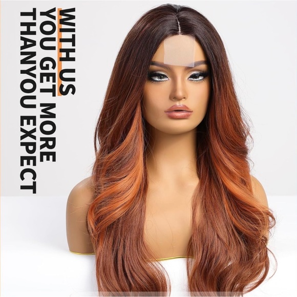 Accessories | Lace Front Ombre Ginger Orange Middle Part Wig | Poshmark
